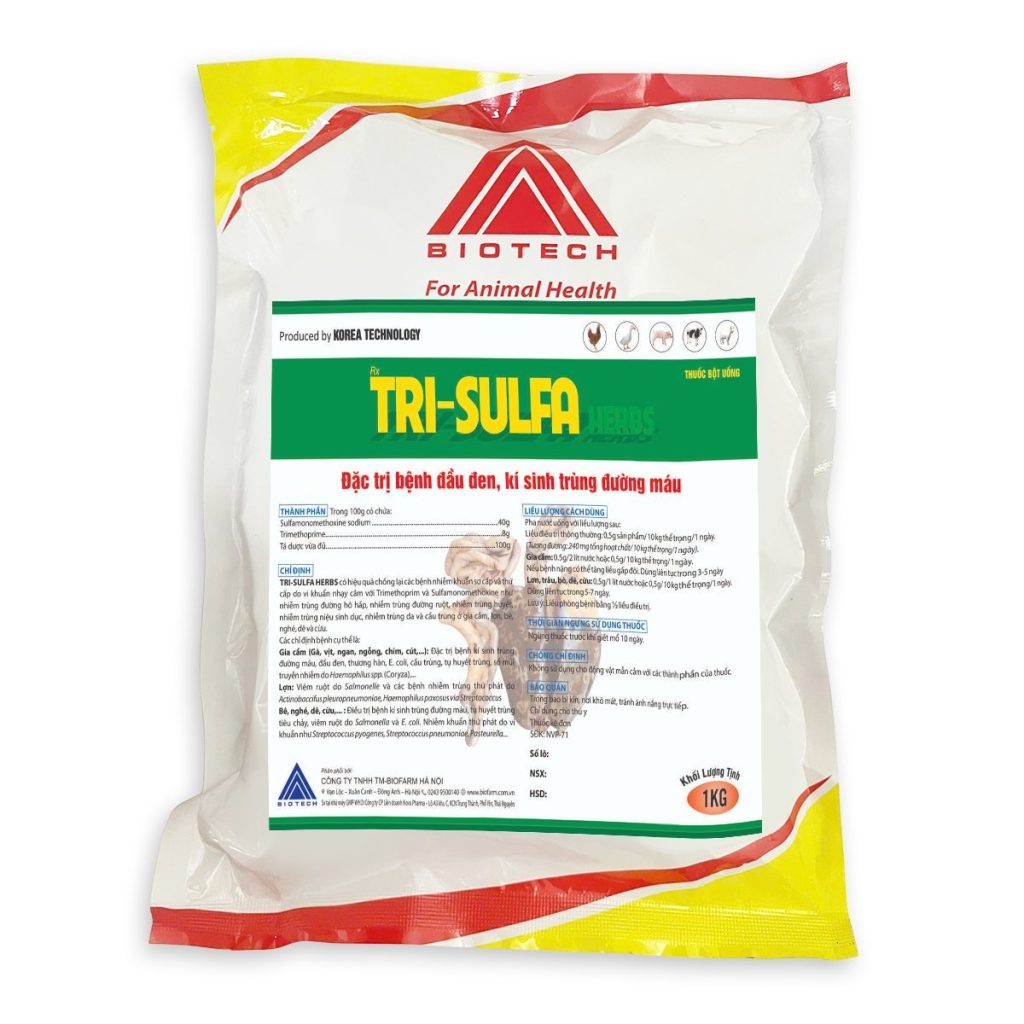 TRI-SULFA HERBS - Đặc trị bệnh đầu đen, kí sinh trùng đường máu – HABIOFARM